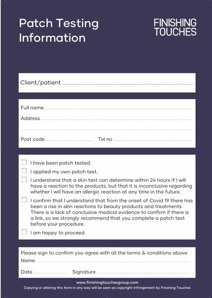 Patch Test form - Products & Accessories | FTG Shop